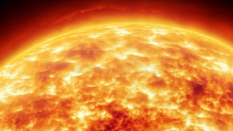 Sun Surface with Burning and Boiling Plasma. Astronomy Scene with Close ...