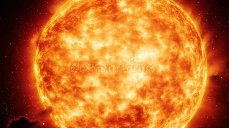 Sun Surface with Burning and Boiling Plasma. Astronomy Scene with Close ...