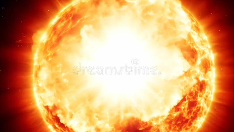 Sun Surface with Burning and Boiling Plasma. Astronomy Scene with Close ...