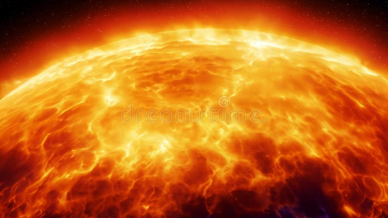Sun Surface with Burning and Boiling Plasma. Astronomy Scene with Close ...