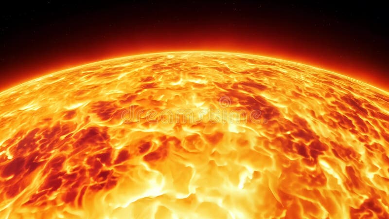 Sun Surface with Burning and Boiling Plasma. Astronomy Scene with Close ...