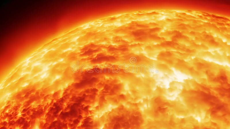 Sun Surface with Burning and Boiling Plasma. Astronomy Scene with Close ...