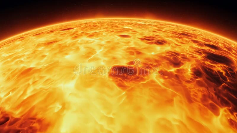 Sun Surface with Burning and Boiling Plasma. Astronomy Scene with Close ...