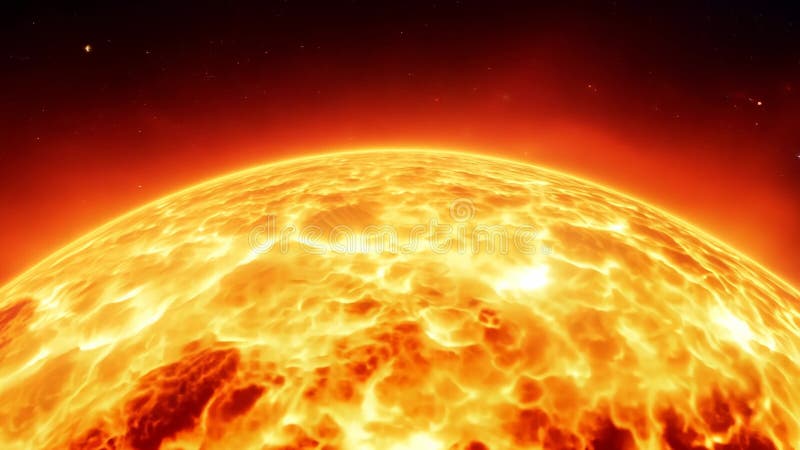 Sun Surface with Burning and Boiling Plasma. Astronomy Scene with Close ...