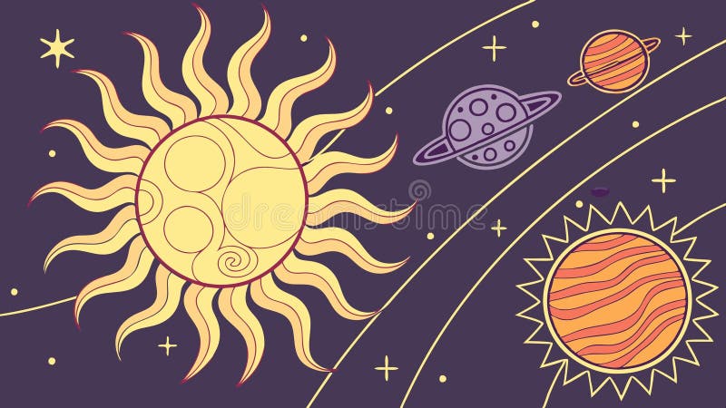 Sun and Planets, Solar System, Astronomy Art Vector Design Generative ...