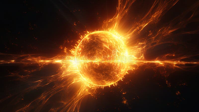 The Sun Surrounded by Radiating Lines of Sparkling Plasma Stock ...