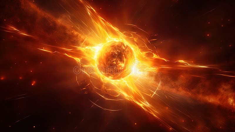 The Sun Surrounded by Sparkling Energy Loops and Lush Bursts Stock ...