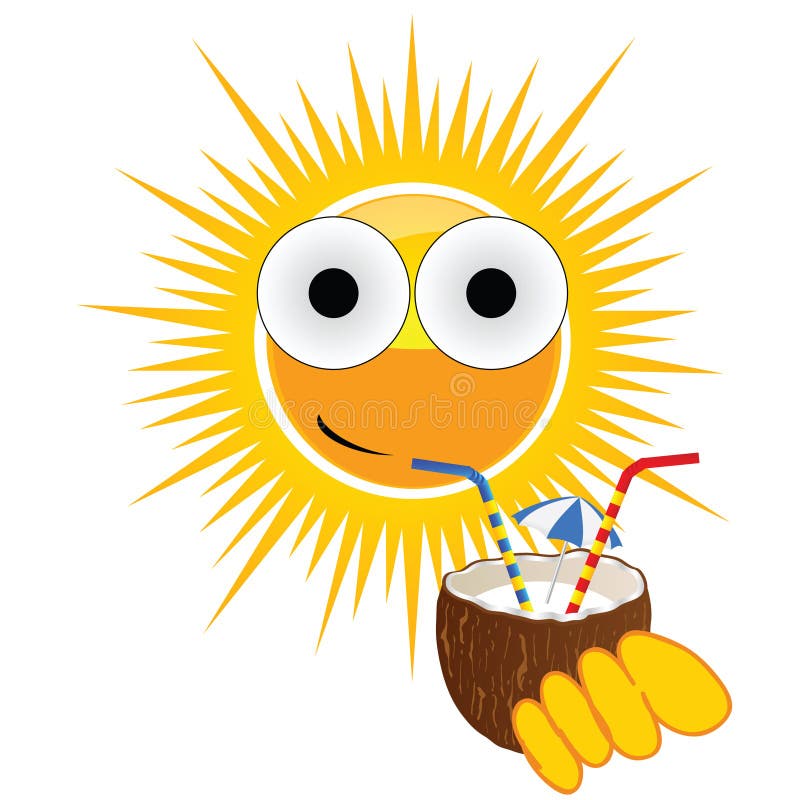 Sun Sweet and Cute Drink Coconut Milk Vector Illustration Stock Vector ...