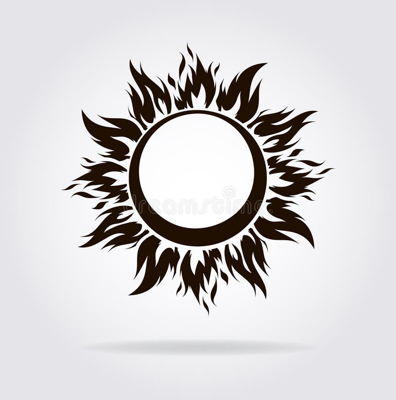 Sun Symbol Black Flat Icon with Shadow Stock Illustration ...