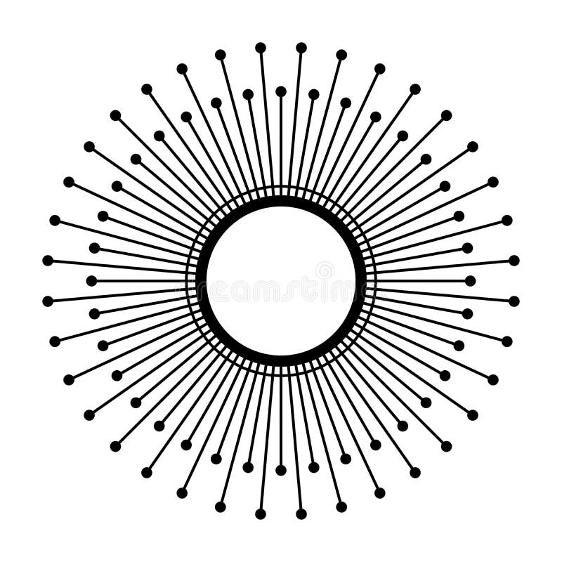 Sun Symbol, Solar Disk with 72, Six Times Twelve, Rays of Light Stock ...