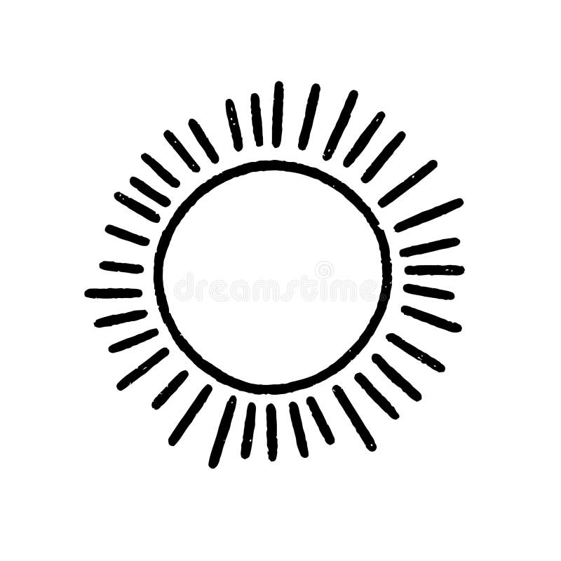 Sun Symbol. Childlike Drawing of Sun. Abstract Cute Drawing of Sun ...