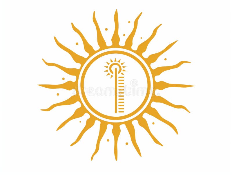 Sun Symbol with Thermometer Stock Illustration - Illustration of rays ...