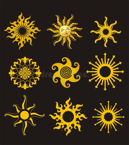 Sun Tattoo stock vector. Illustration of temperature, sunshine - 4446581
