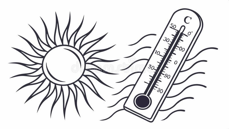 Sun and Thermometer Weather Temperature Graphic Vector Design ...