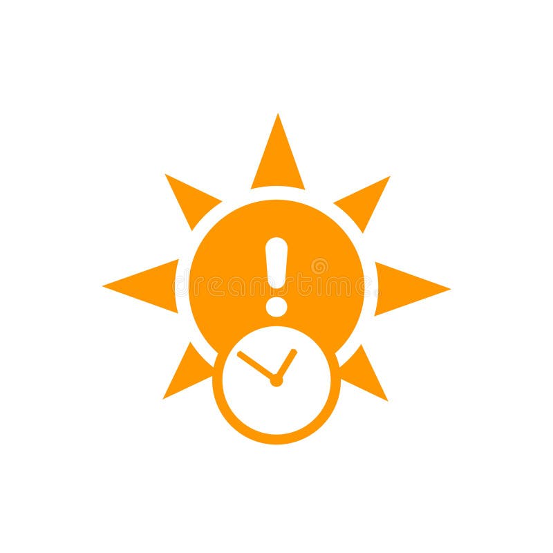 Sun and Time Icon, Uv Radiation Warning Stock Vector - Illustration of ...