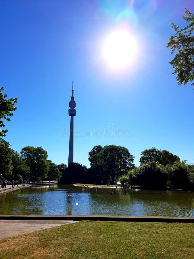 Sun Tower Lake stock image. Image of tree, sunshine - 125958899