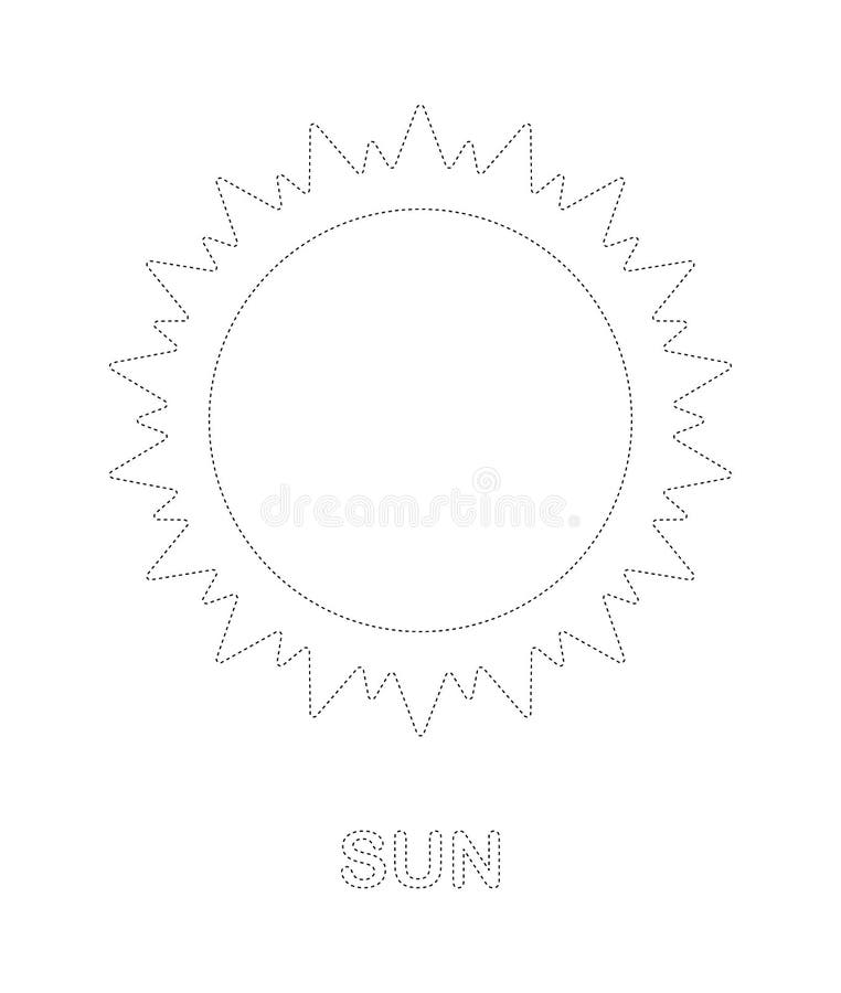 Sun Tracing Worksheet for Kids Stock Vector - Illustration of fine ...