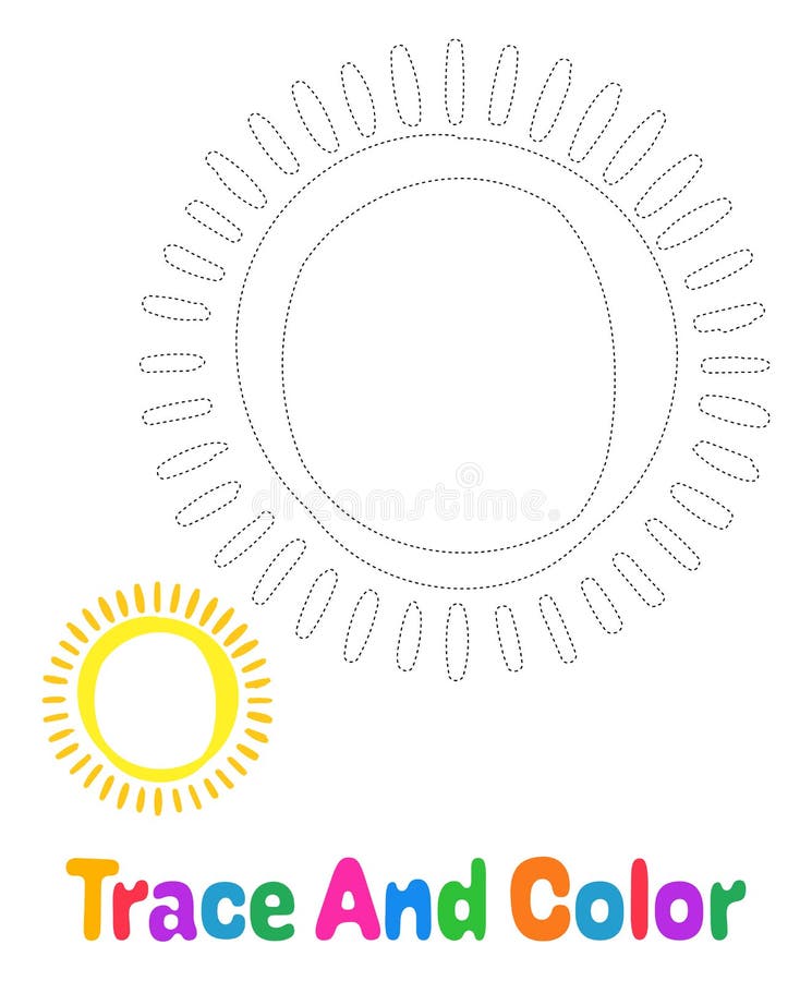 Sun Tracing Worksheet for Kids Stock Vector - Illustration of baby ...