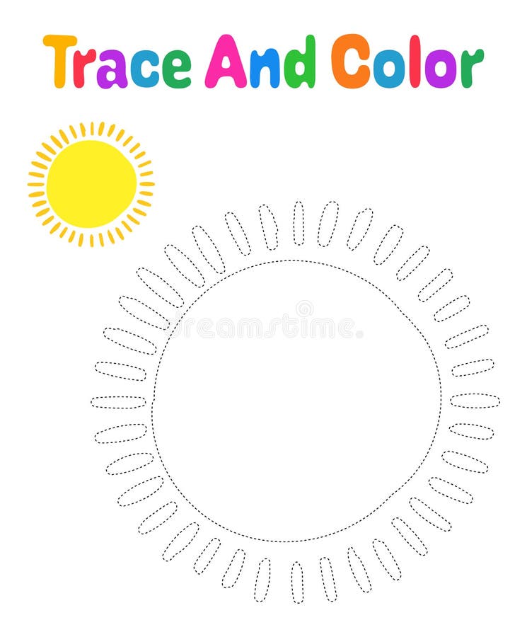 Sun Tracing Worksheet for Kids Stock Vector - Illustration of connect ...
