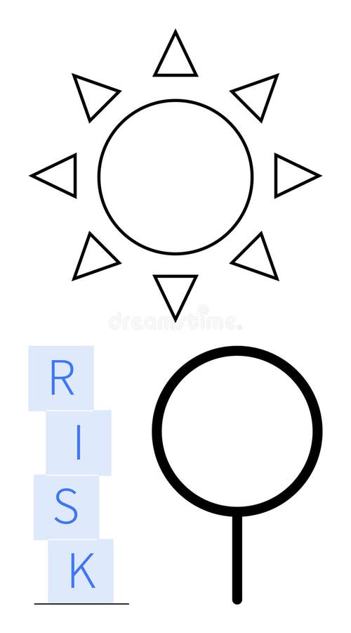 Sun with Geometric Rays, Stacked RISK Blocks, and a Magnifying Glass ...