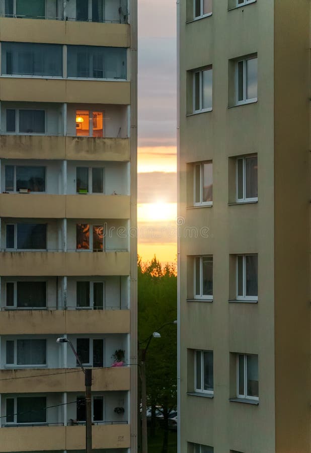Sun on between Two Old Buildings Stock Photo - Image of estonia ...