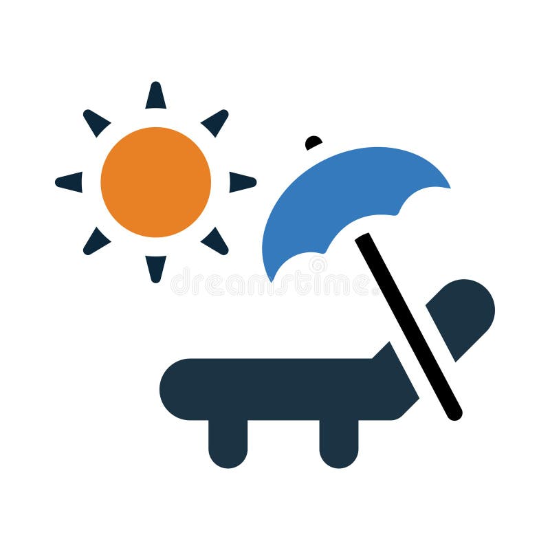 Sun, Umbrella, Beach, Beach Bed, Summer Day Icon Stock Vector ...