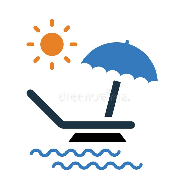 Sun, Umbrella, Beach, Beach Bed, Summer Day Icon Stock Vector ...