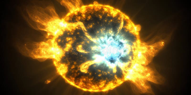 The Sun Undergoing Massive Solar Flares Stock Illustration ...