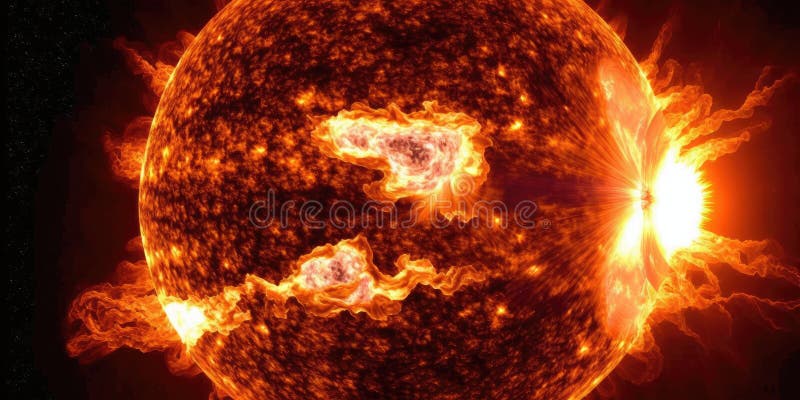 The Sun Undergoing Massive Solar Flares Stock Illustration ...
