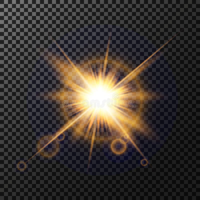 Sun. Vector Sun Glare Effect on Transparent Background Stock Vector ...