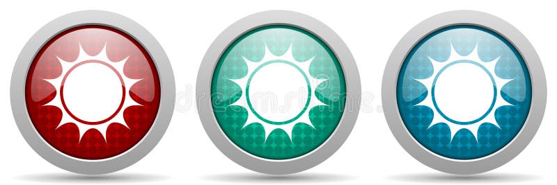 Sun Vector Icon Set, Glossy Web Buttons Collection Stock Vector ...