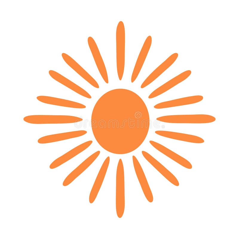 Sun Vector Illustration. Cute Hand Drawn Sun Shape Isolated on White ...