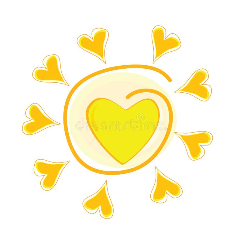 Sun Vector Illustration with Heart Stock Vector - Illustration of ...