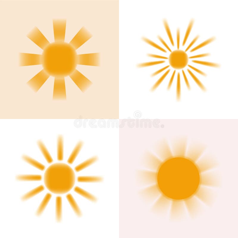 Sun Vector Set. Sun Elements Illustration for Summer, Weather, and ...