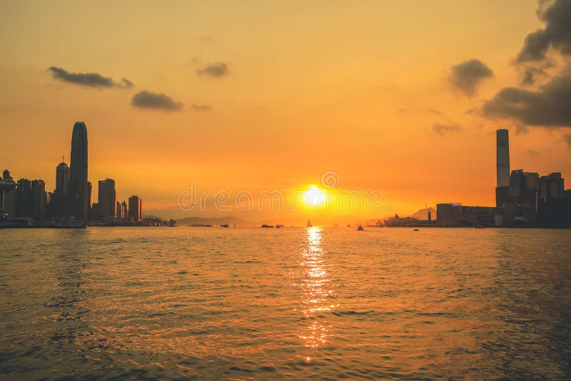 The Sun at the Victoria Harbor, Hong Kong 11 July 2013 Editorial Photo ...