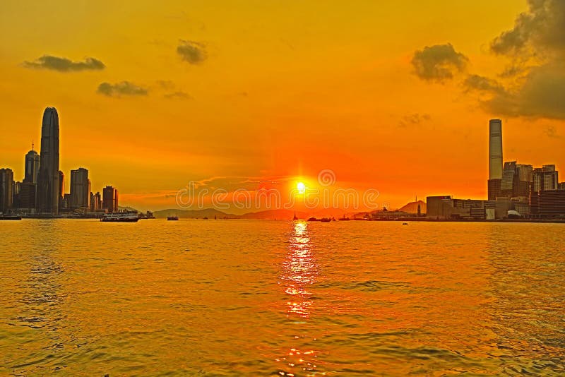 The Sun at the Victoria Harbor, Hong Kong 11 July 2013 Editorial Stock ...