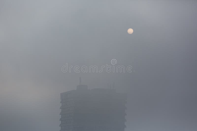 Sun on the Sky Over Polluted City Stock Image - Image of smog, visible ...