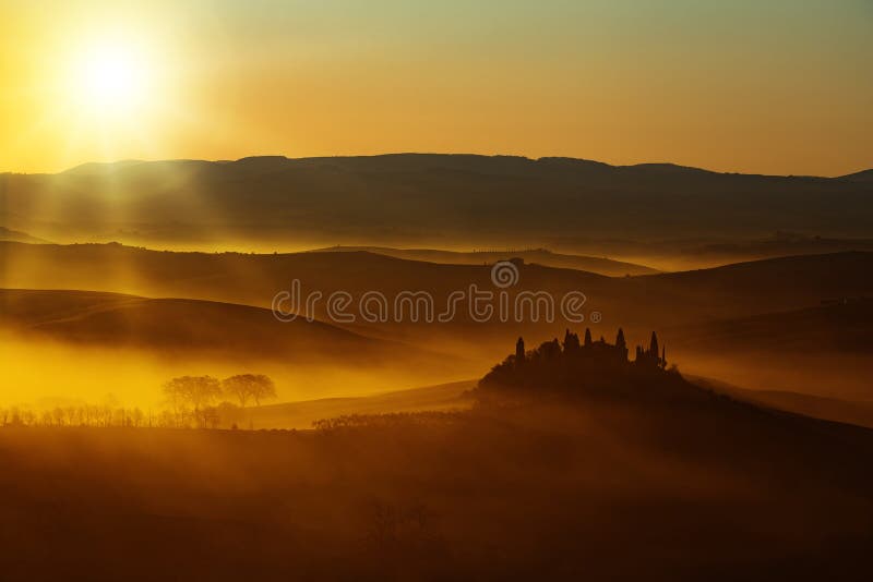 Sunlight on Countryside Landscape Stock Photo - Image of panoramic ...