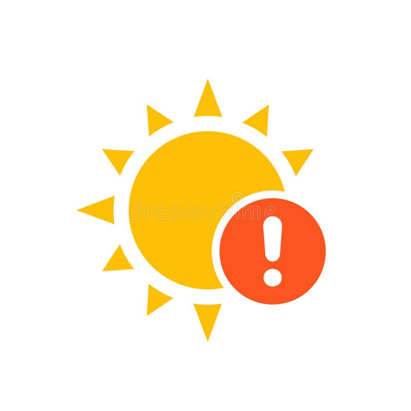Sun Warning Icon on White, Vector Stock Vector - Illustration of ...