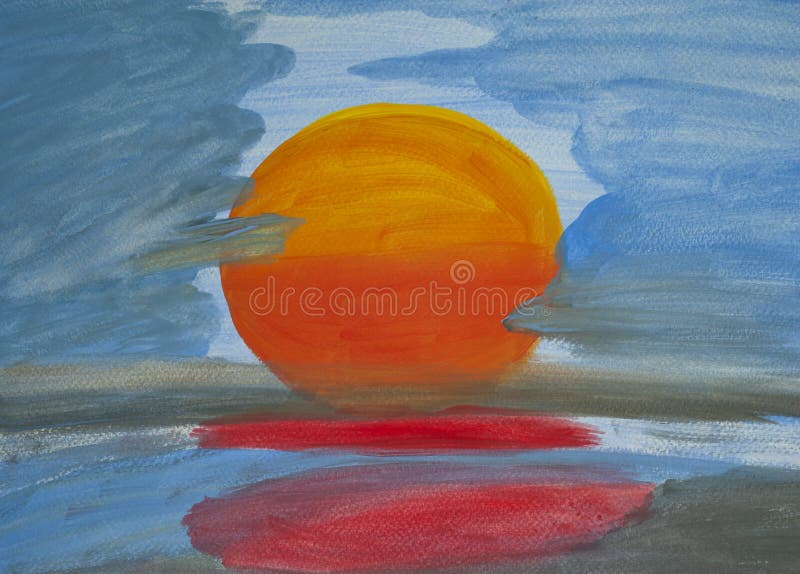 The sun Water Color Paint stock illustration. Illustration of brush ...