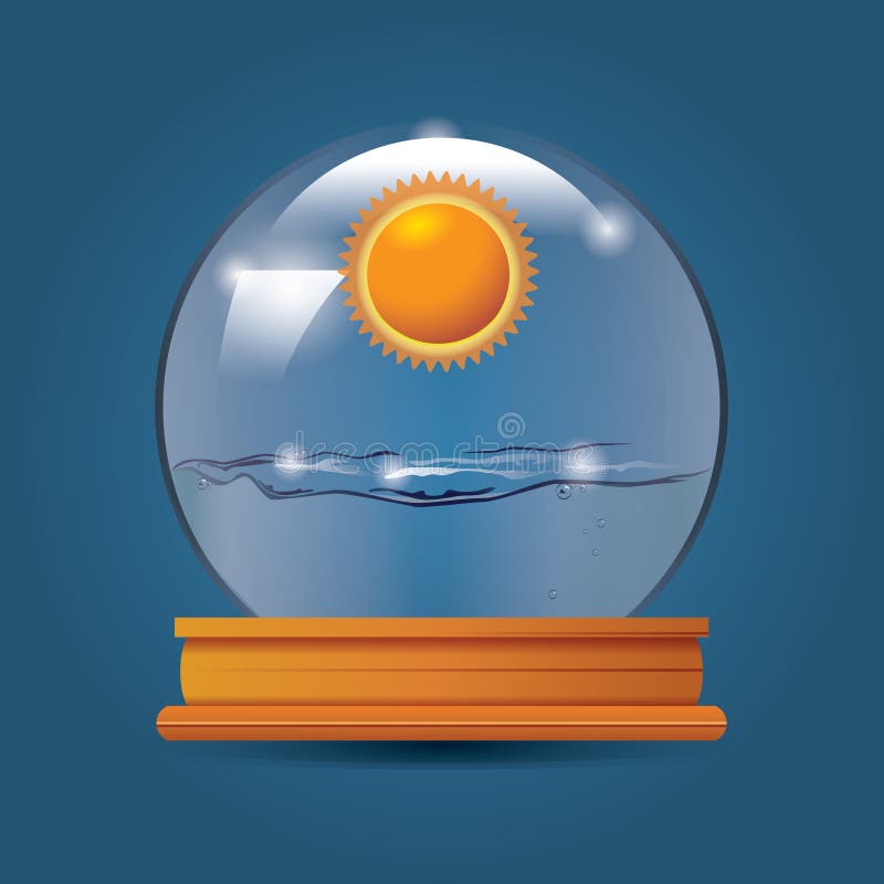Sun and Water in Crystal Ball. Vector Illustration Decorative Design ...