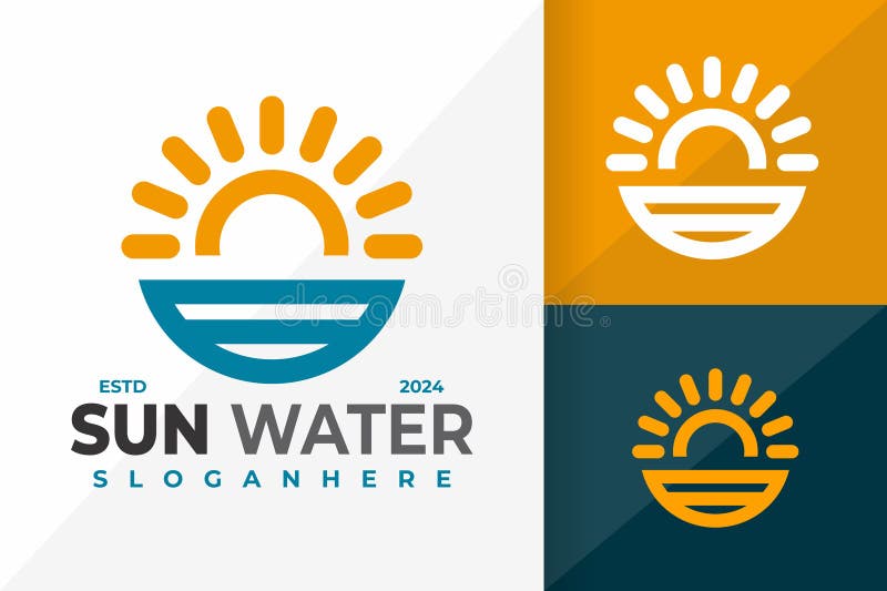 Sun Water Droplets Logo Design Vector Symbol Icon Illustration Stock ...