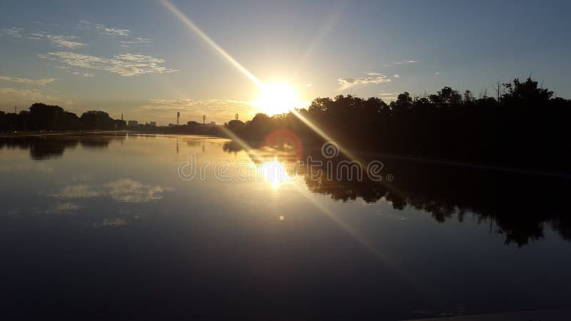 Sun in water stock photo. Image of morning, shine, water - 95615638