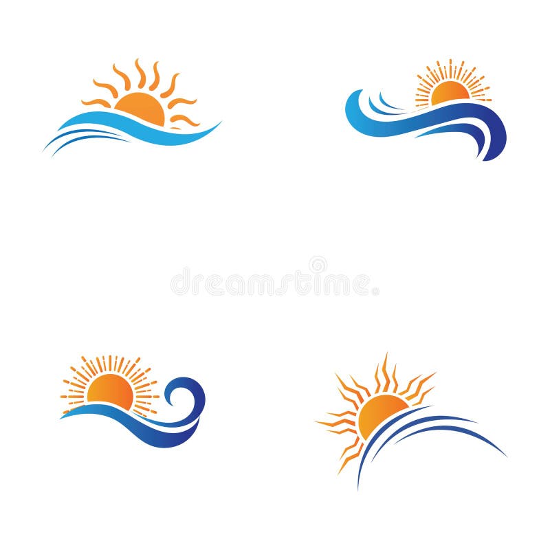 Sun and water wave stock vector. Illustration of flowing - 224932270