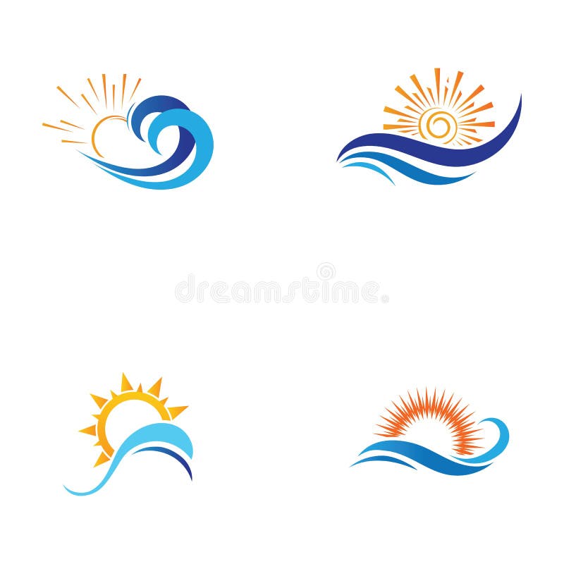 Sun and water wave stock vector. Illustration of isolated - 224932922