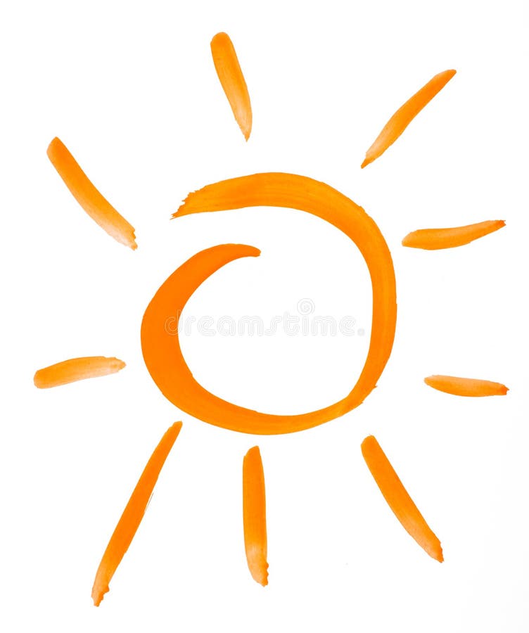 Sun. Watercolor Drawing on Paper Stock Illustration - Illustration of ...