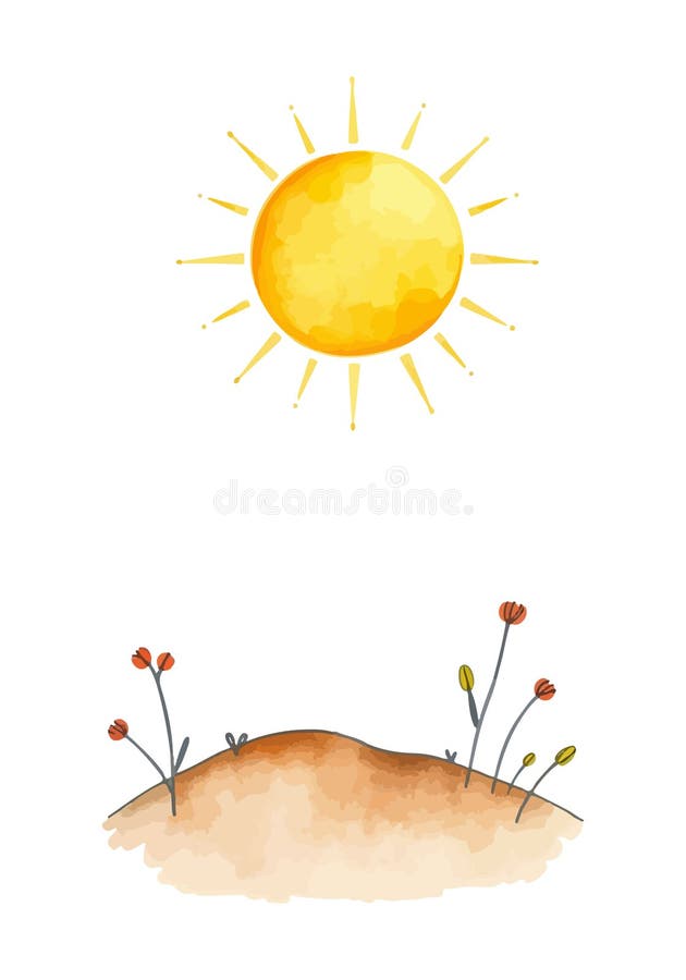 Sun Watercolor Vector Illustration. Stock Illustration - Illustration ...