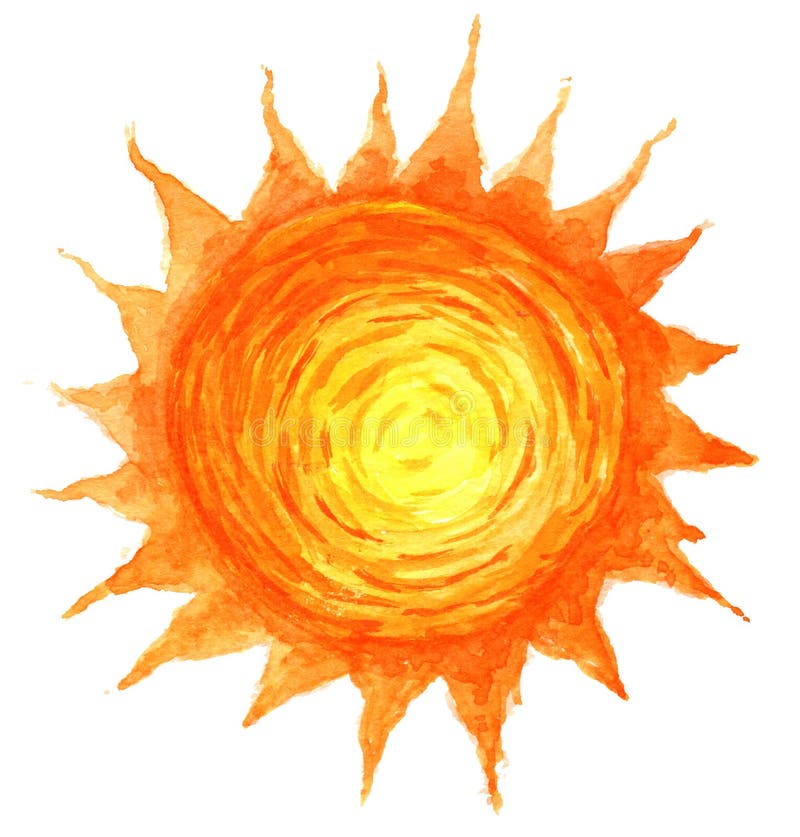 Sun in watercolor stock illustration. Illustration of sunlight - 87762833