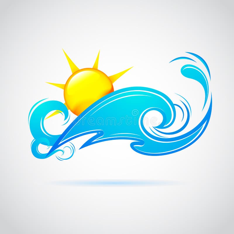 Wave and sun stock vector. Illustration of decoration - 13852457