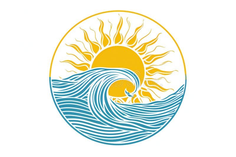 Sun and Wave Icon, Illustration of a Sun and Waves Stock Illustration ...